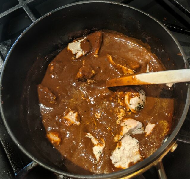 Mole Sauce over Chicken with Rice and Beans - grecobon